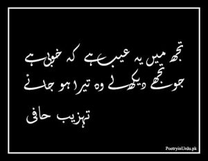 Best Tehzeeb Hafi Poetry in Urdu 2 Lines, Sms, Ghazals